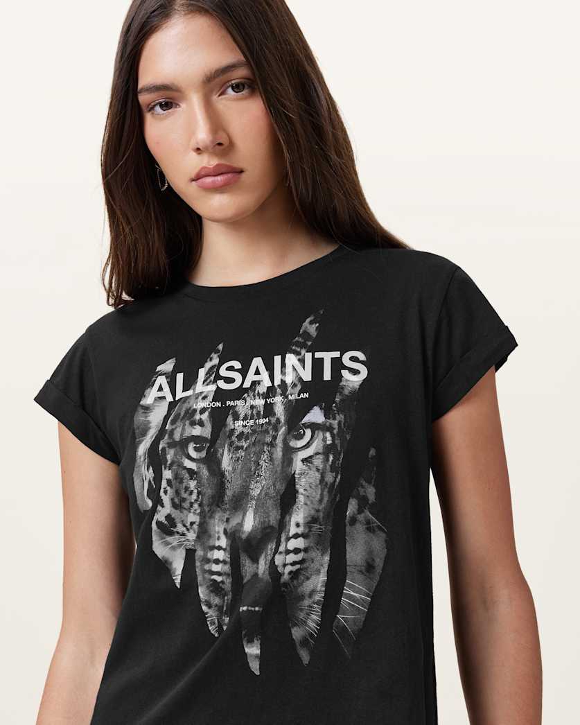 RipRoar Anna Crew Neck Short Sleeve T-Shirt Black | ALLSAINTS